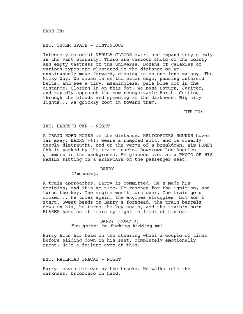 Page 1 original script The End - 1.4